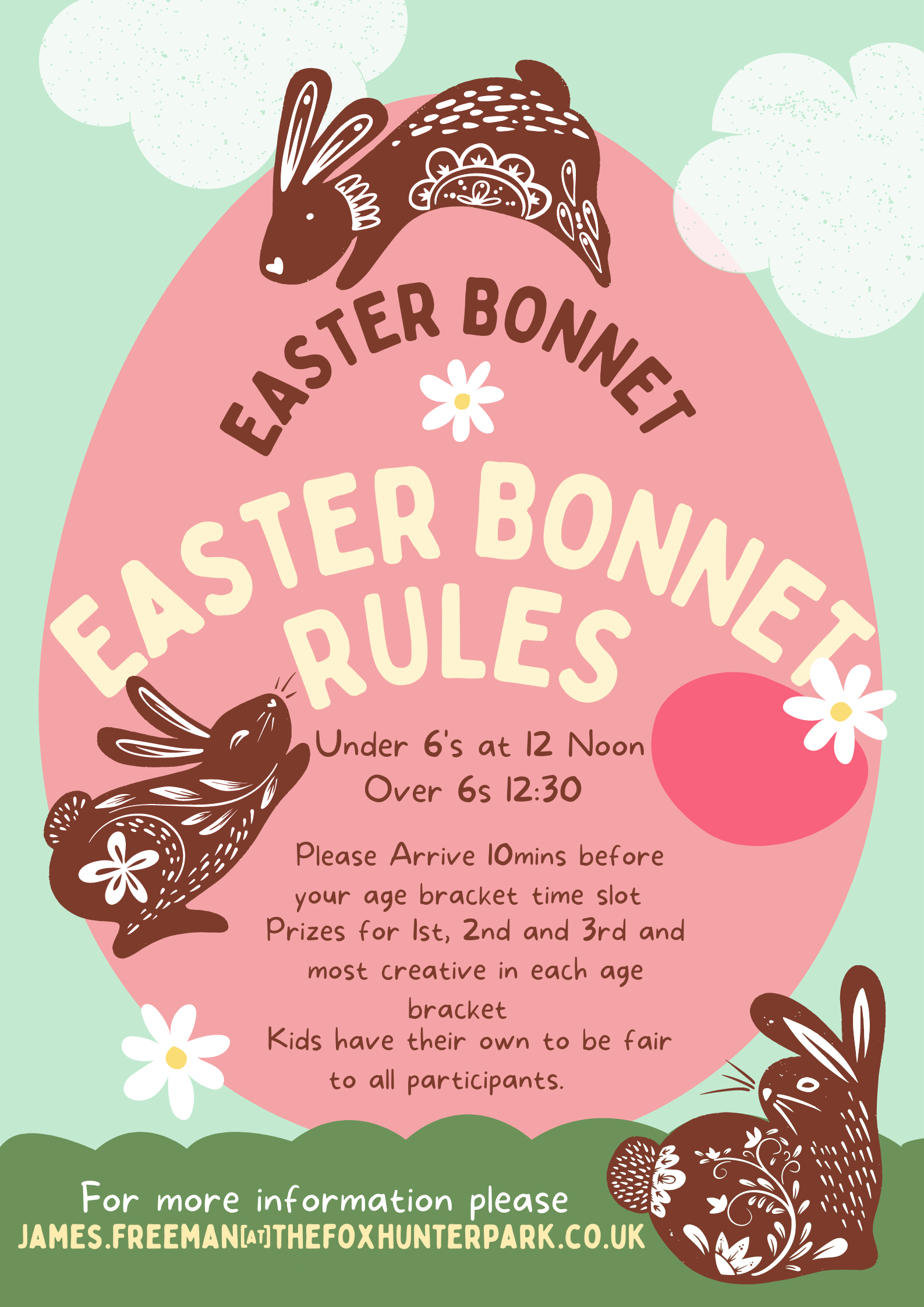 Pastel Cute Illustrated Easter Egg Hunt Event Poster - Foxhunter Park