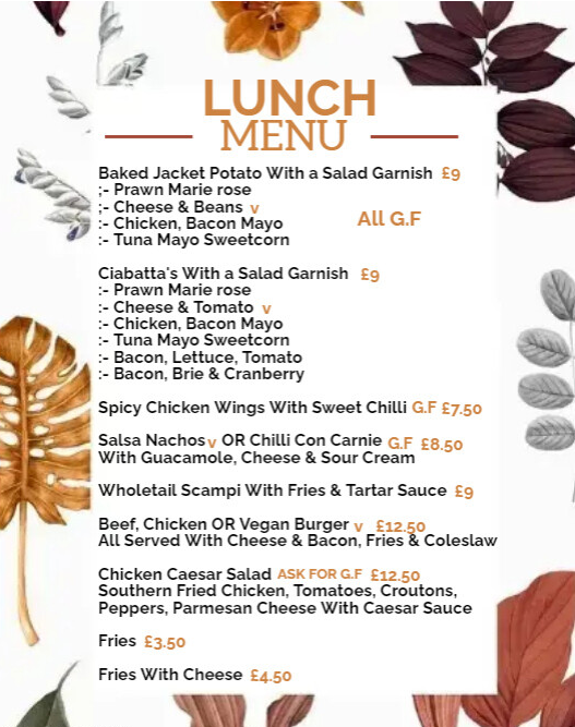 Lunch menu - Foxhunter Park