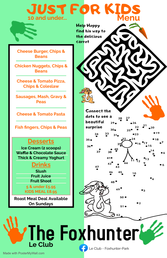 kids menus - Foxhunter Park
